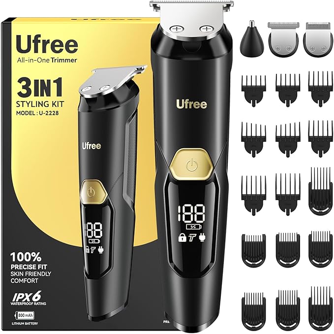 Amazon.com: Ufree 3-in-1 Beard Trimmer Kit, Men's Electric Shaver Razor ...
