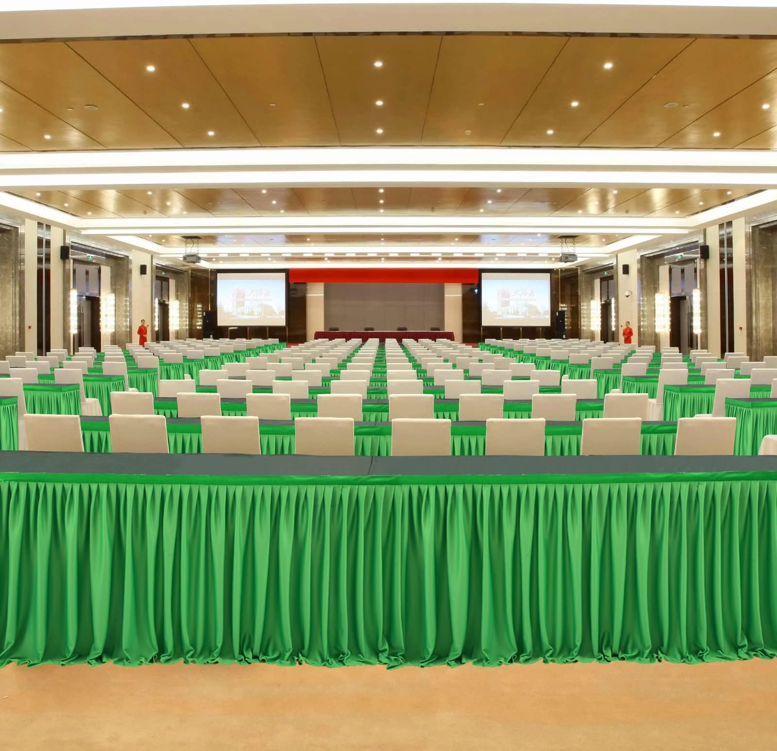 Amazon.com: Partisky White Polyester Table Skirt for Rectangle Tables ...