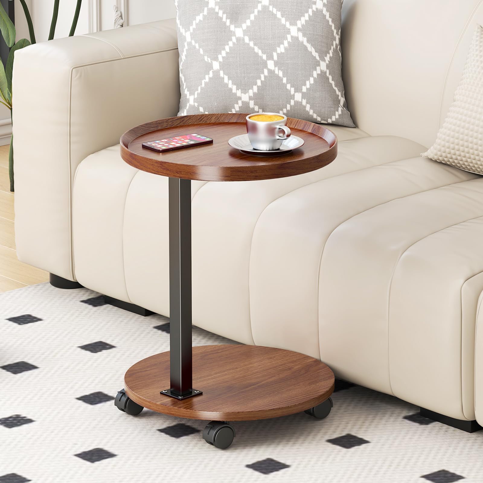 Amazon.com: C Shaped Side Table with Rolling Wheels, Small C Table End ...