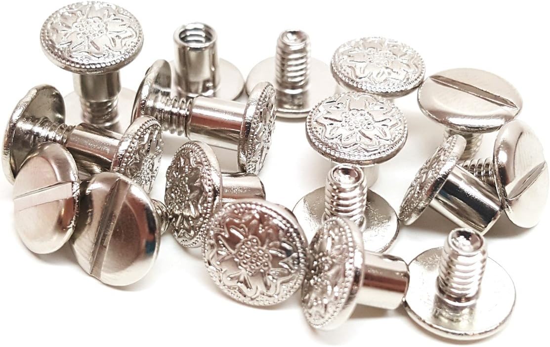 Amazon.com: Set of 10, 3/8" Engraved Floral Chicago Screws Nickel ...