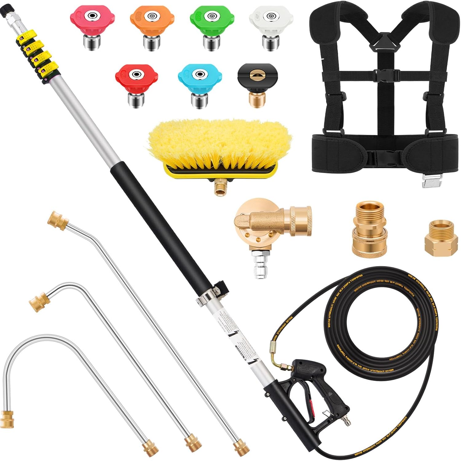 24 FT Telescoping Pressure Washer Wand (Heavy Duty Stainless Steel ...