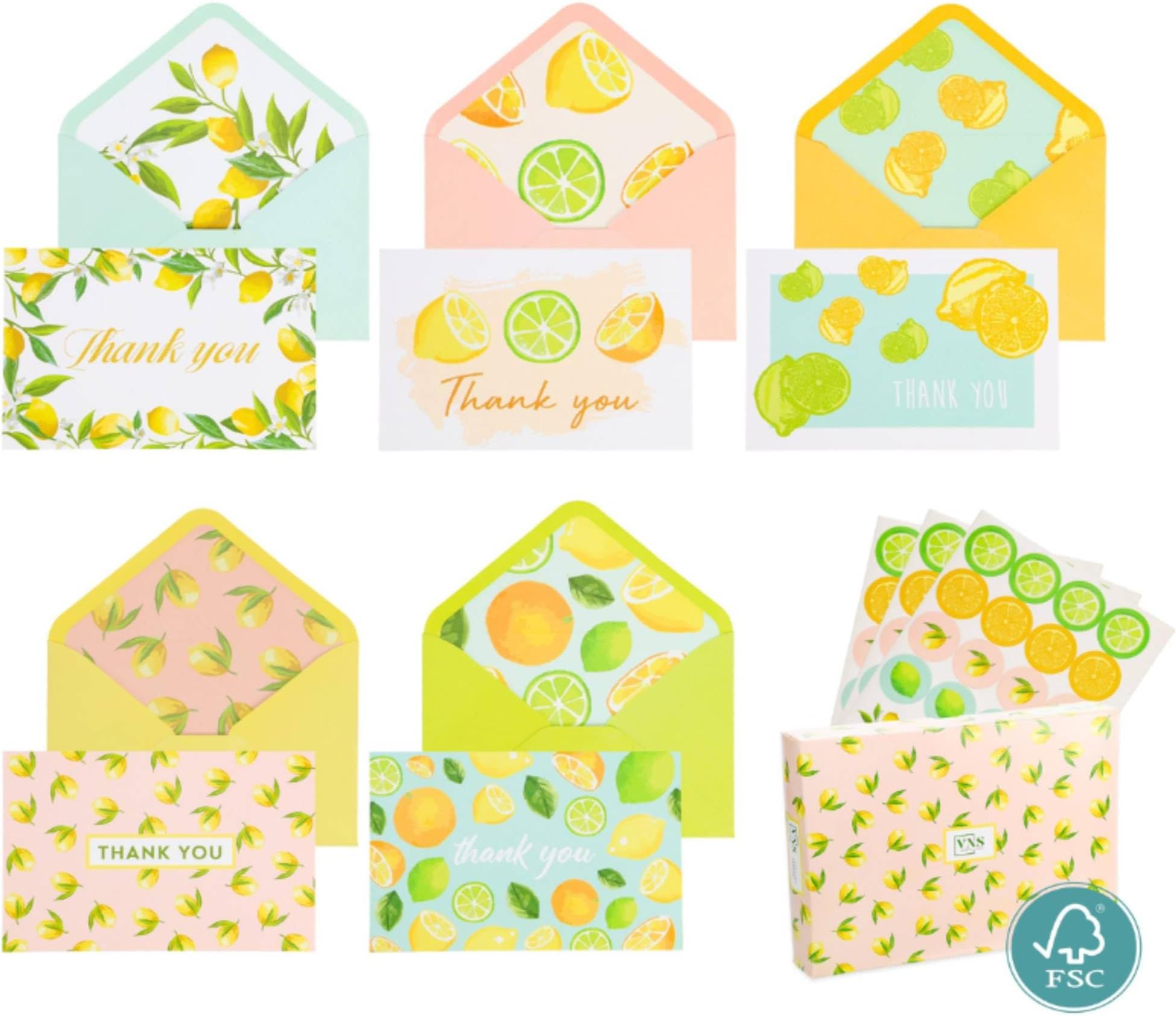 Amazon.com : Biely & Shoaf Lemons Thank You Boxed Notes, 10 Cards ...