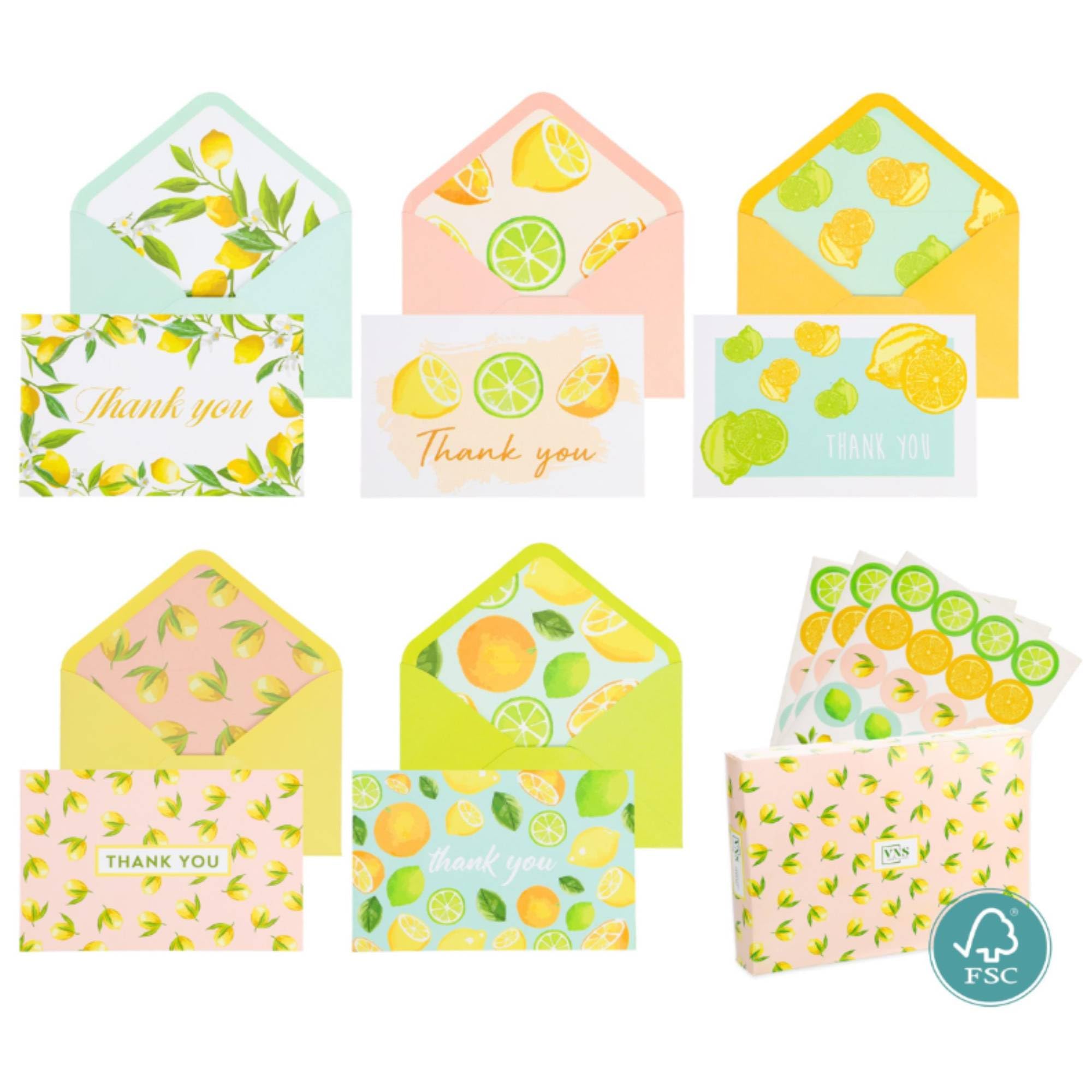 Snapklik.com : VNS Creations 50 Pack 4x6 Lemon Thank You Cards