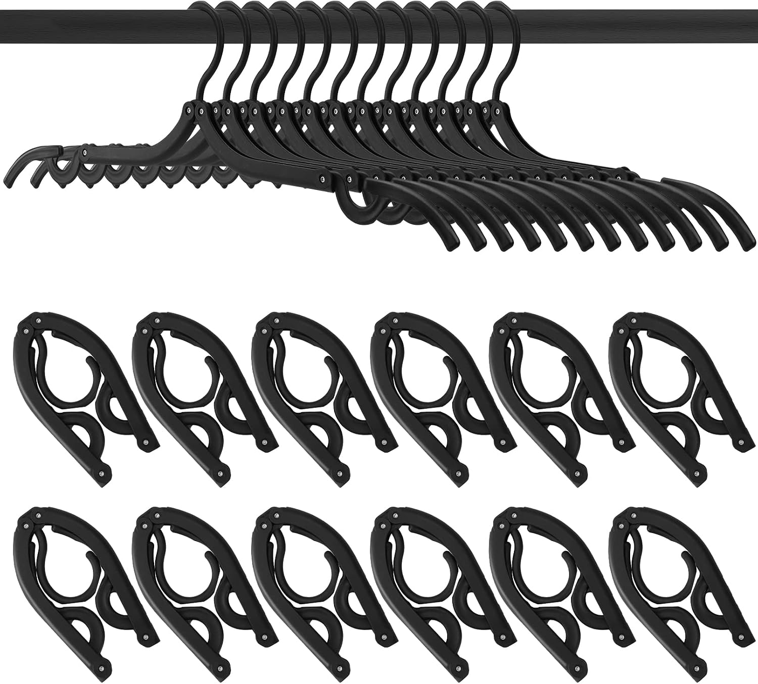 Erinnmy 12 PCS Travel Hangers, Portable Foldable Clothes Hangers, Black ...