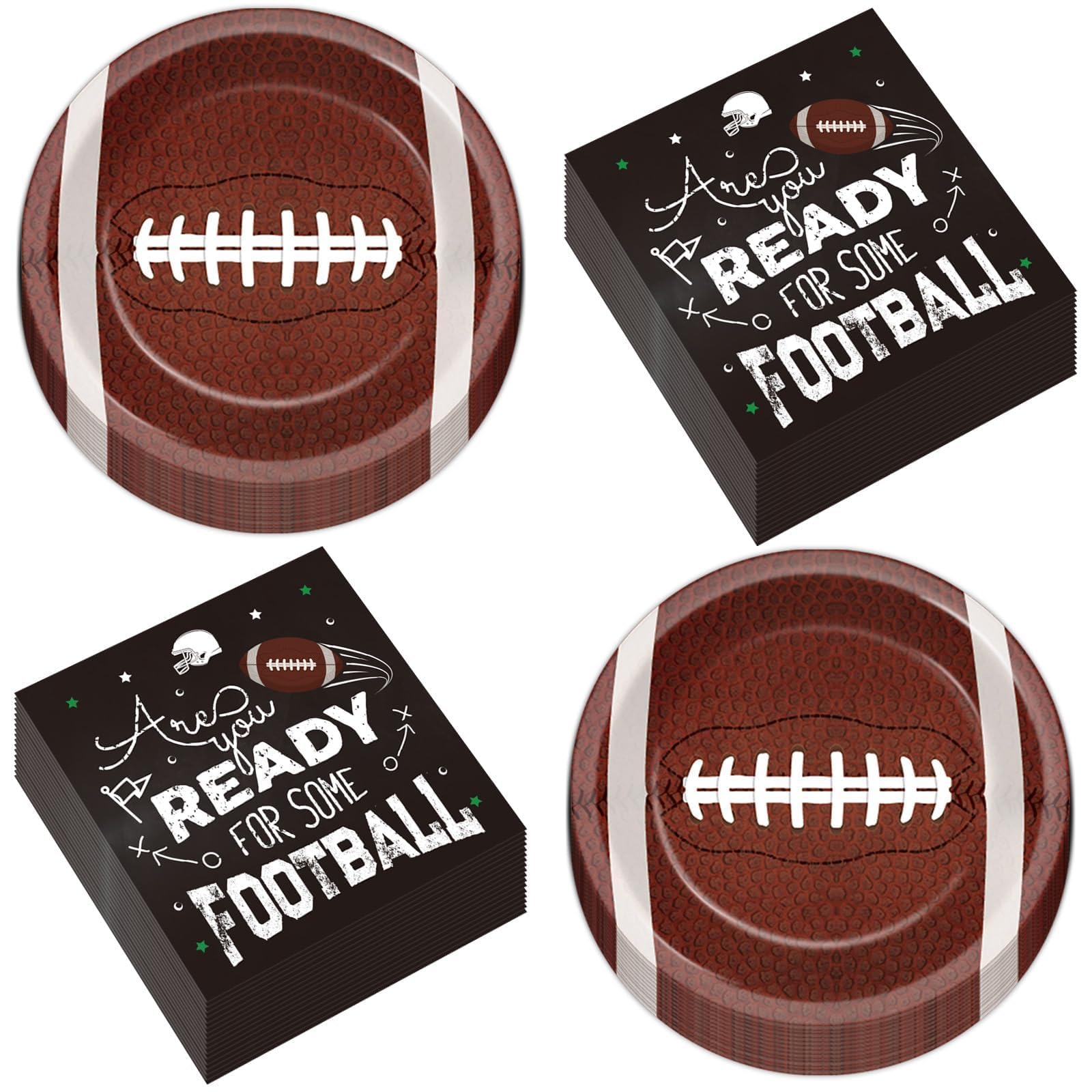 Amazon.com: 50Pcs Football Party Paper Plates and Napkins Football ...