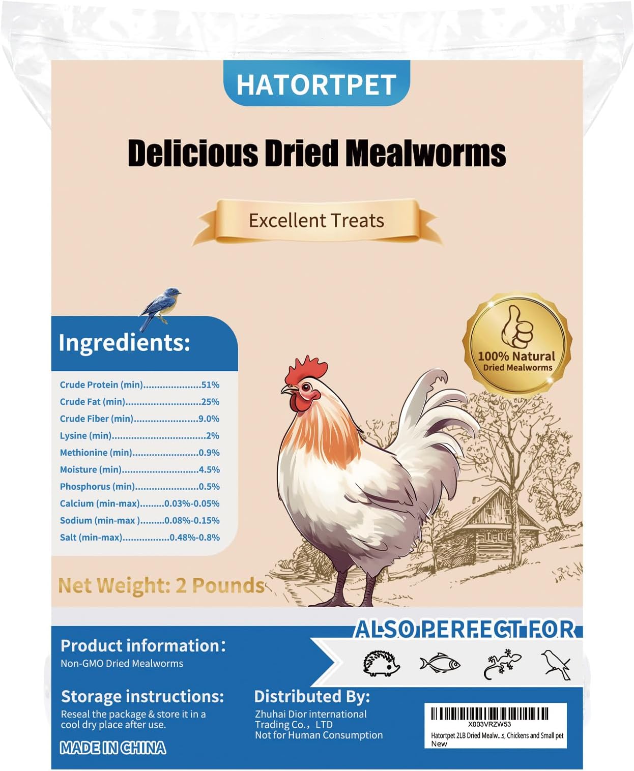 Amazon.com: Hatortpet Dried Mealworms 2LB Pure Natural Non-GMO ...