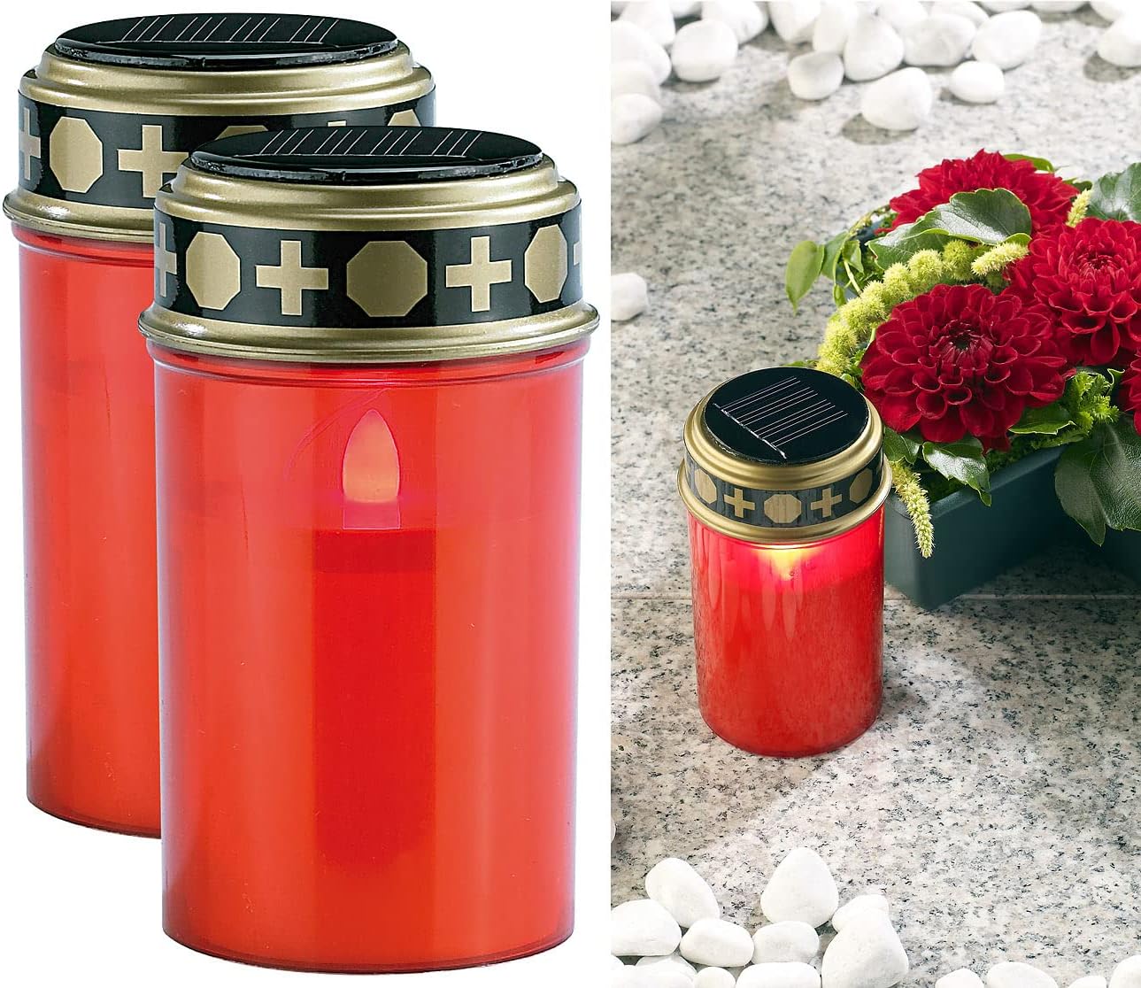 PEARL Grabschmuck: 2er-Set XL-LED-Grablichter, Lichtsensor ...