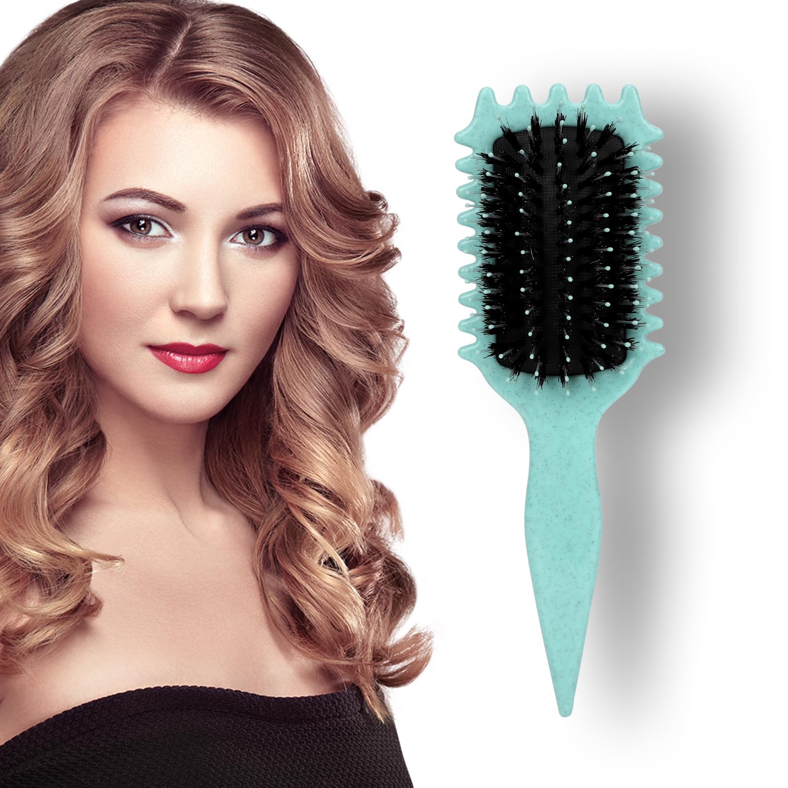 Bounce Curl Defining Brush,Wet and Dry Detangle Curl Boar Bristle Brush ...
