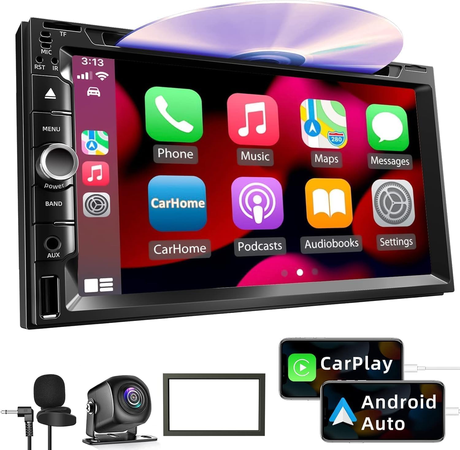 Amazon.com: Double Din Car Stereo with CD/DVD Player, 7-Inch Touch ...