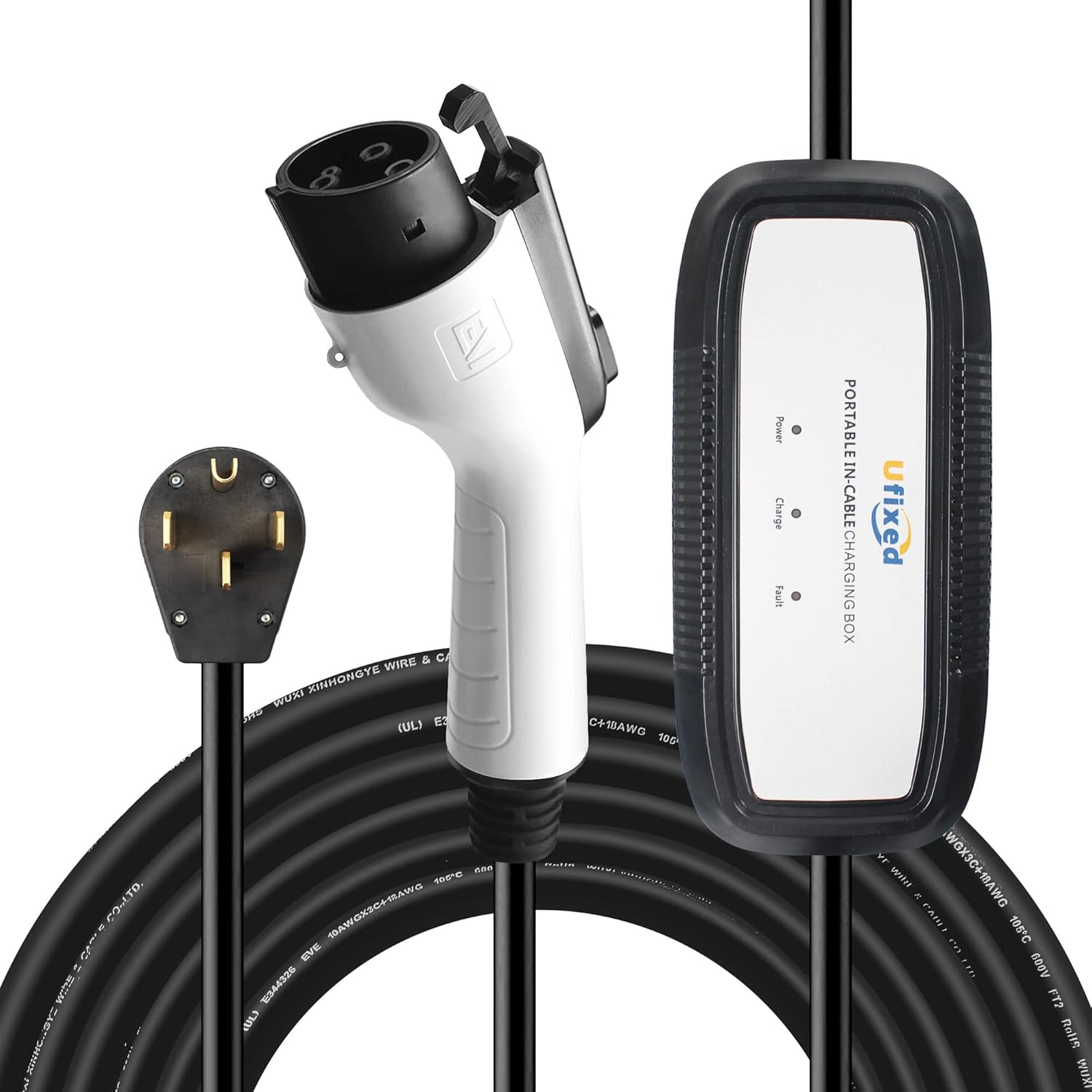 Amazon.com: Ufixed NEMA 14-50 Level 2 EV Charger 240V 32 Amp Portable Electric Vehicle Charger ...