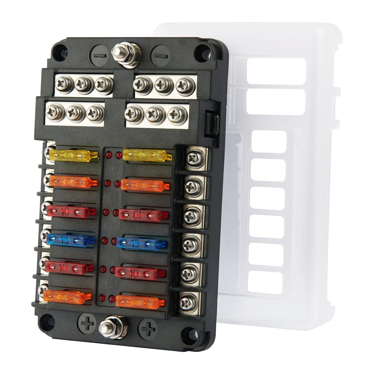 Amazon.com: Marine Fuse Block, 12V Fuse Box with LED Warning Indicator ...