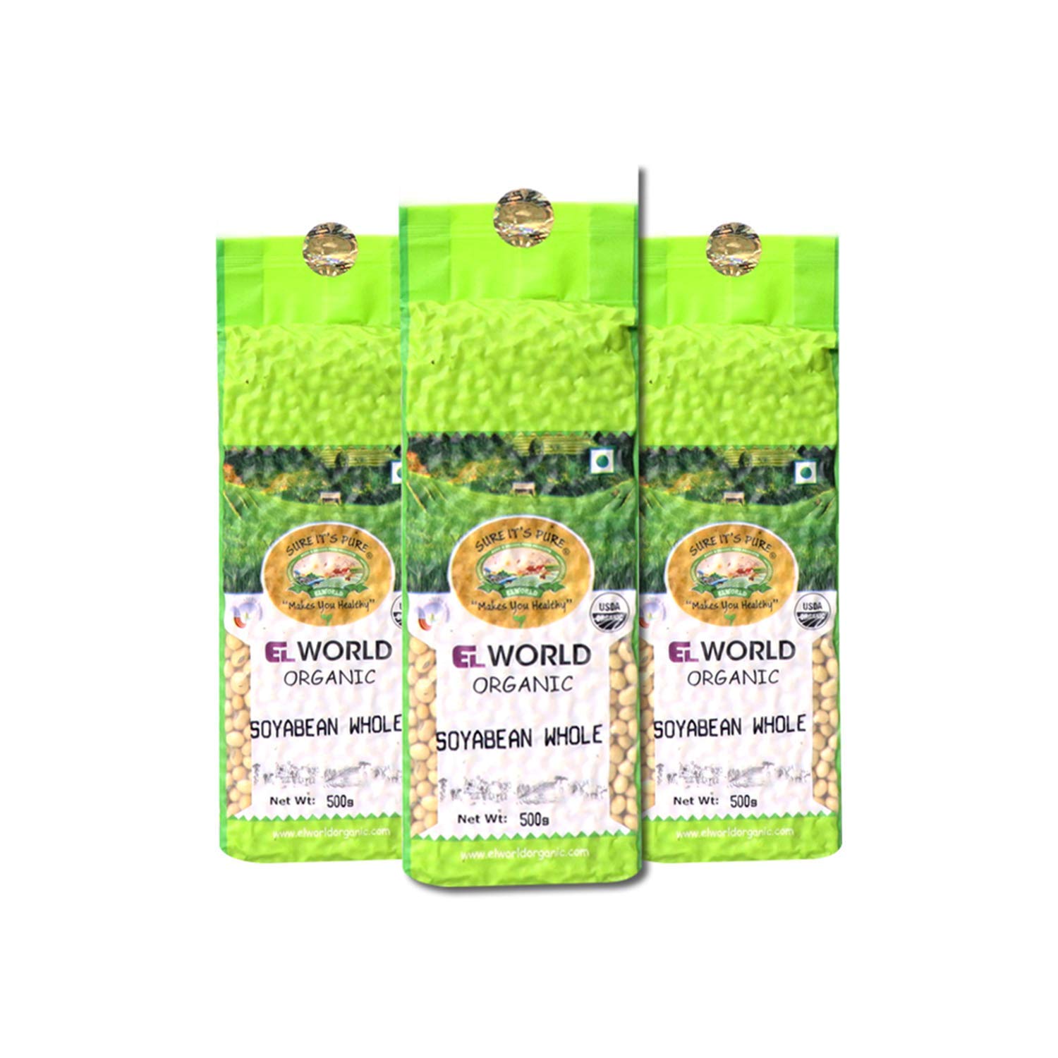 Elworld Agro & Organic Food Products Soyabean Whole 500 G X 3=1.5kg ...