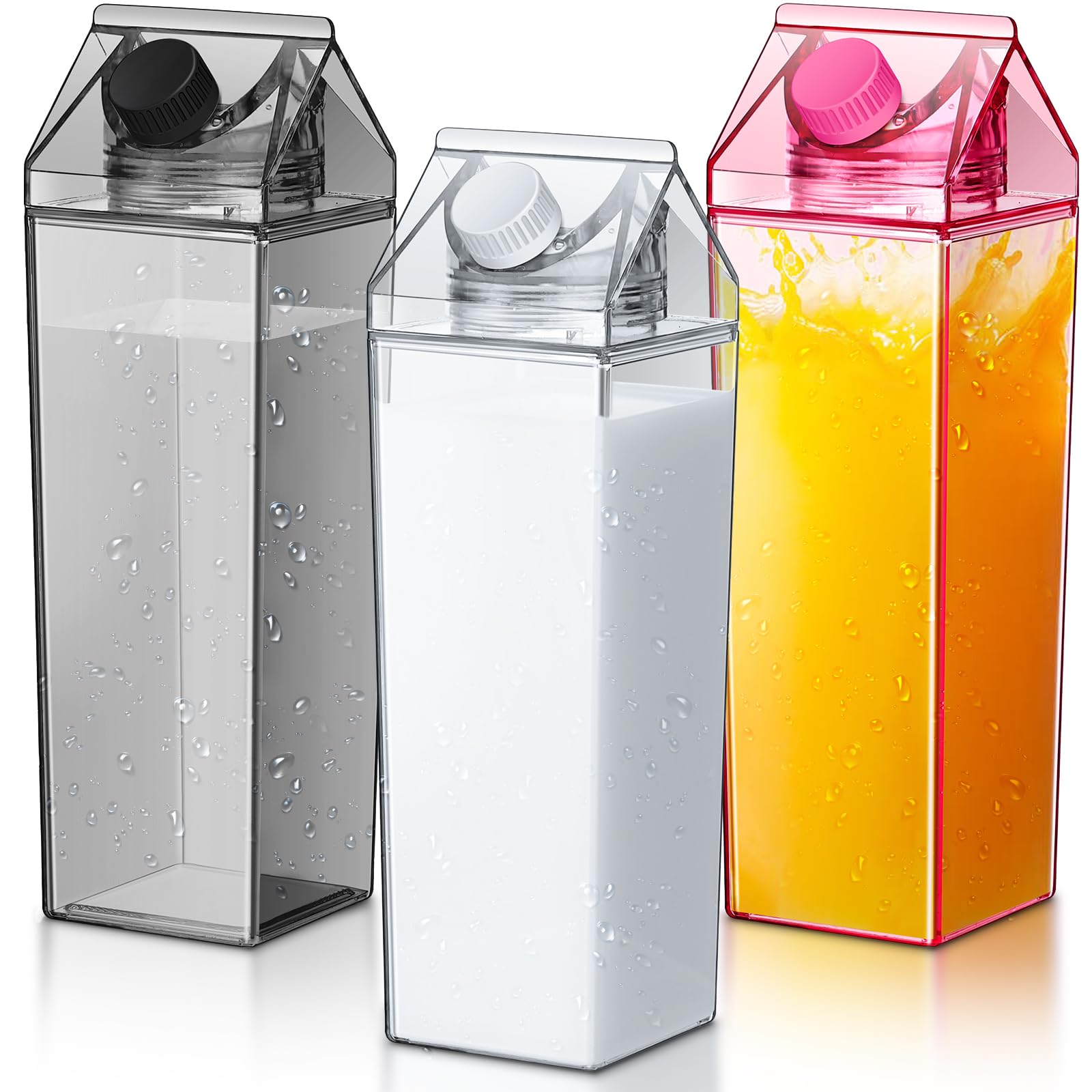 Snapklik.com : Remerry 3 Pcs 34 Oz Milk Carton Water Bottle Square ...