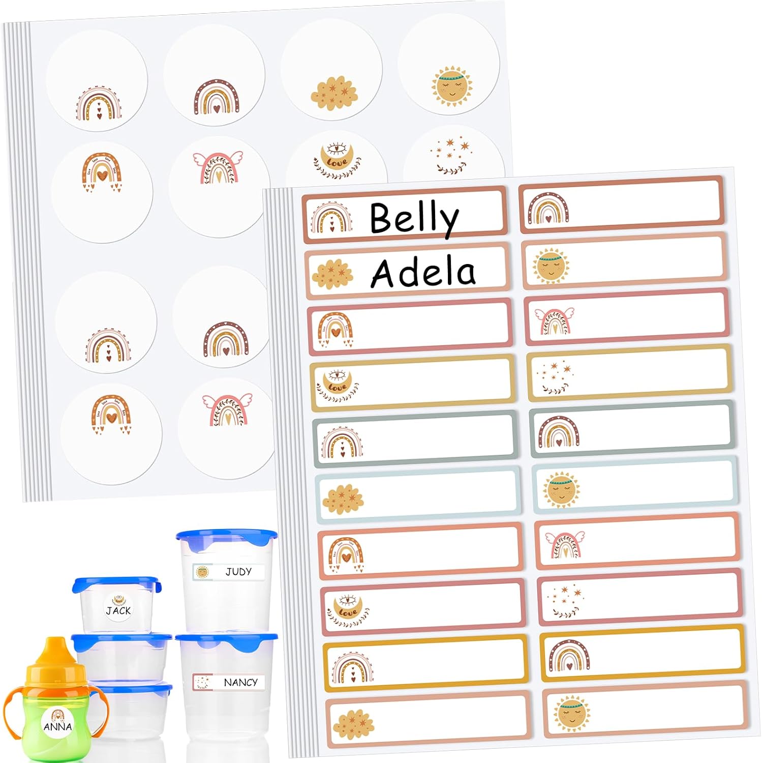 Amazon.com : Ctosree 720 Pcs Boho Baby Bottle Labels for Daycare, Name ...