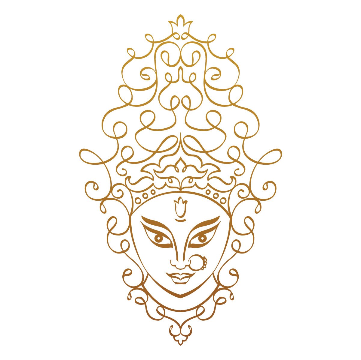 WallDesign Glass Stickers Goddess Durga Devi Art Copper Colour ...