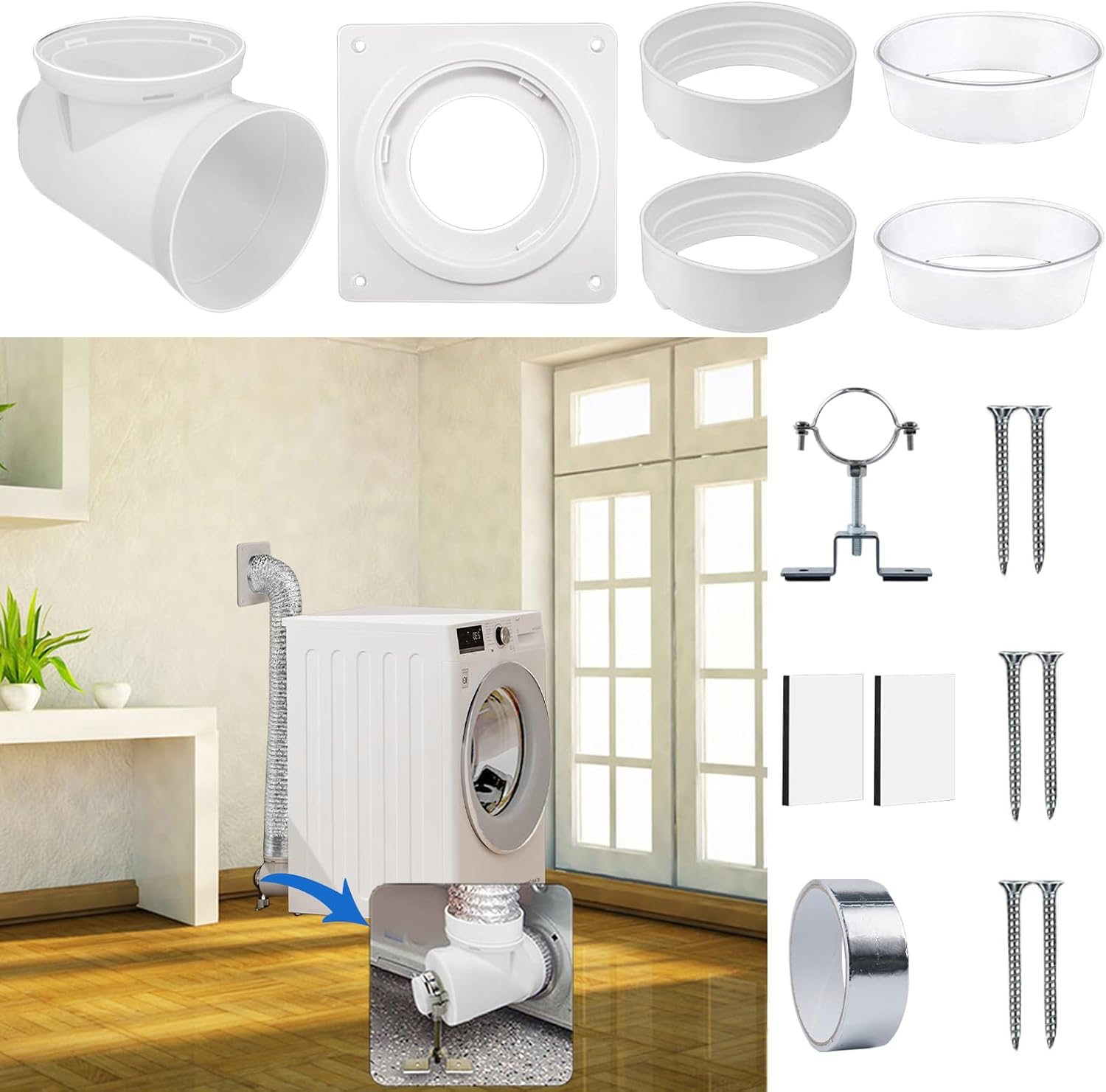 Amazon.com: Dryer Vent Connector Kit, Dryer Vent Wall Plate Adapter ...