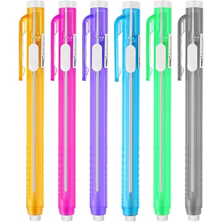 cobee Pen-Style Eraser Set, 6 Retractable Click Eraser Pen Shells with ...