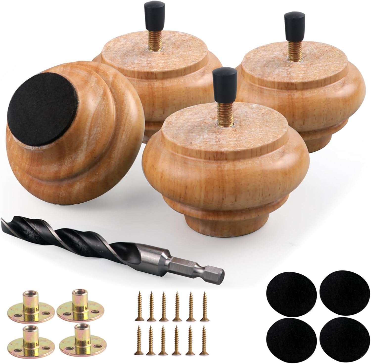 Amazon.com: Xlroaafs Wood Couch Legs 2 inch Wood Furniture Feet Set of ...