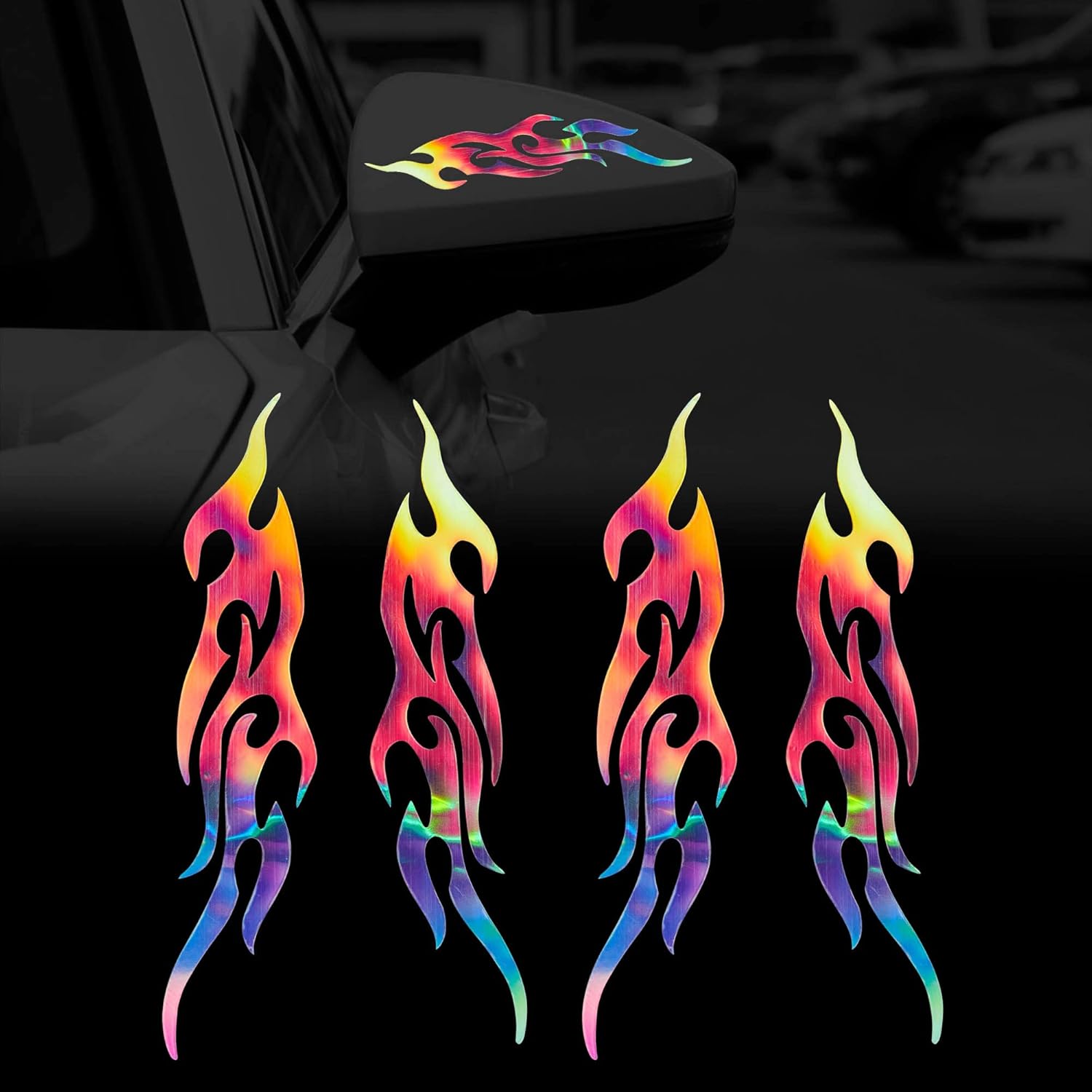 Amazon.com: TOMALL 4 Pcs 19cm Flame Reflective Sticker for Car Flame ...