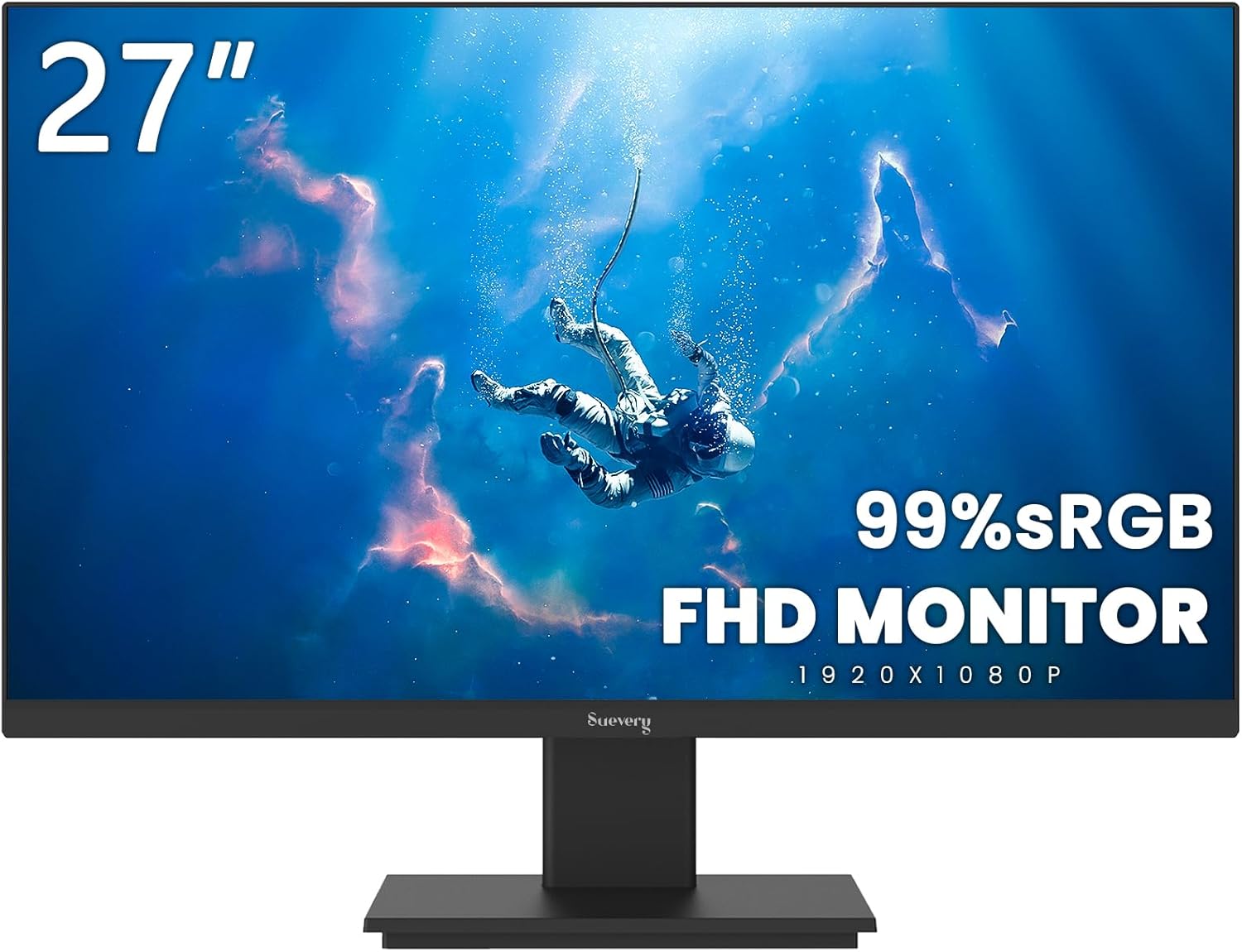 Amazon.com: suevery 27 Inch Monitor,FHD(1920x1080p) 75Hz VA 99%sRGB ...