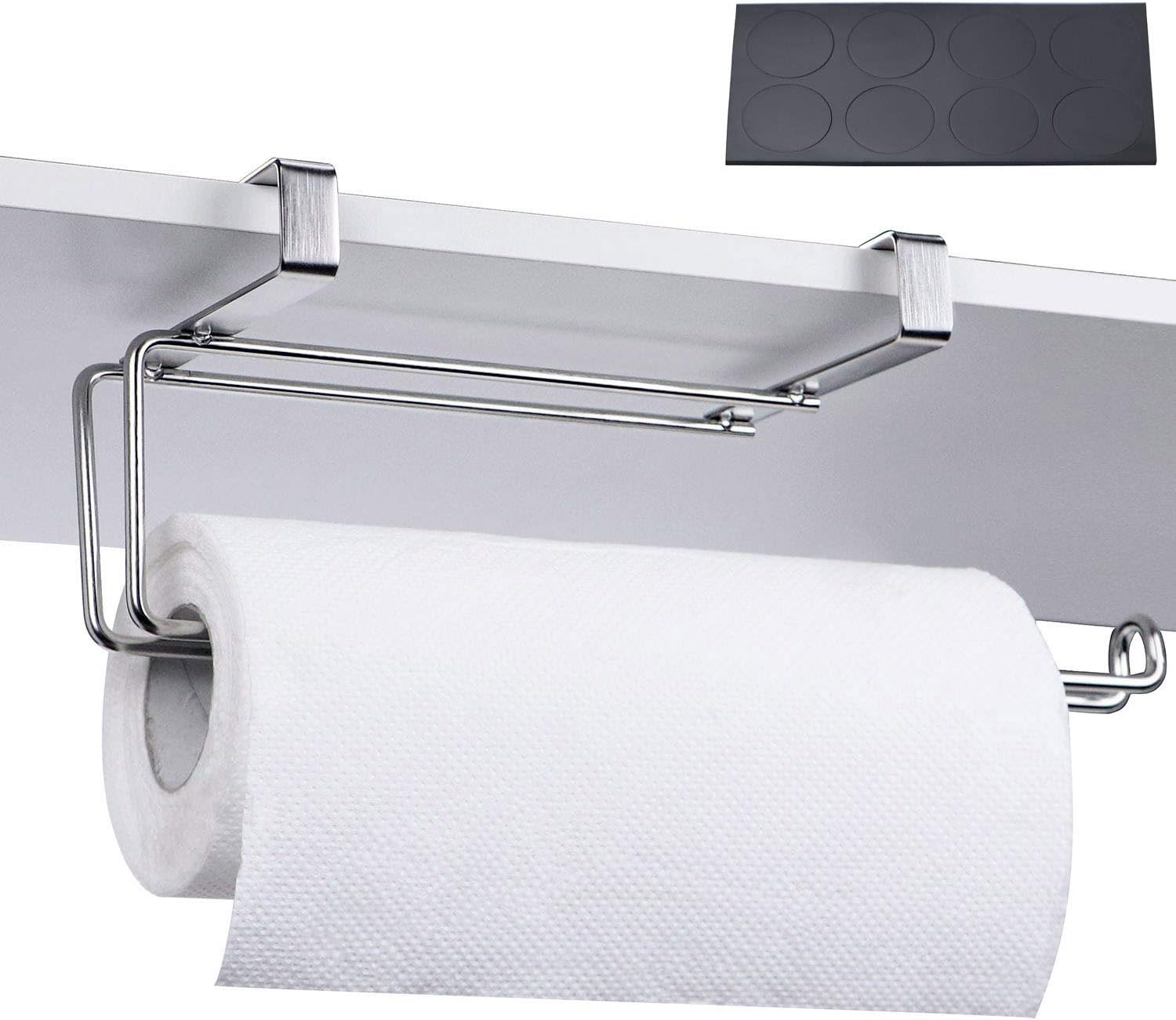 HULISEN Stainless Steel Paper Towel Holder Without Installation, Under The Cabinet Paper Roll ...