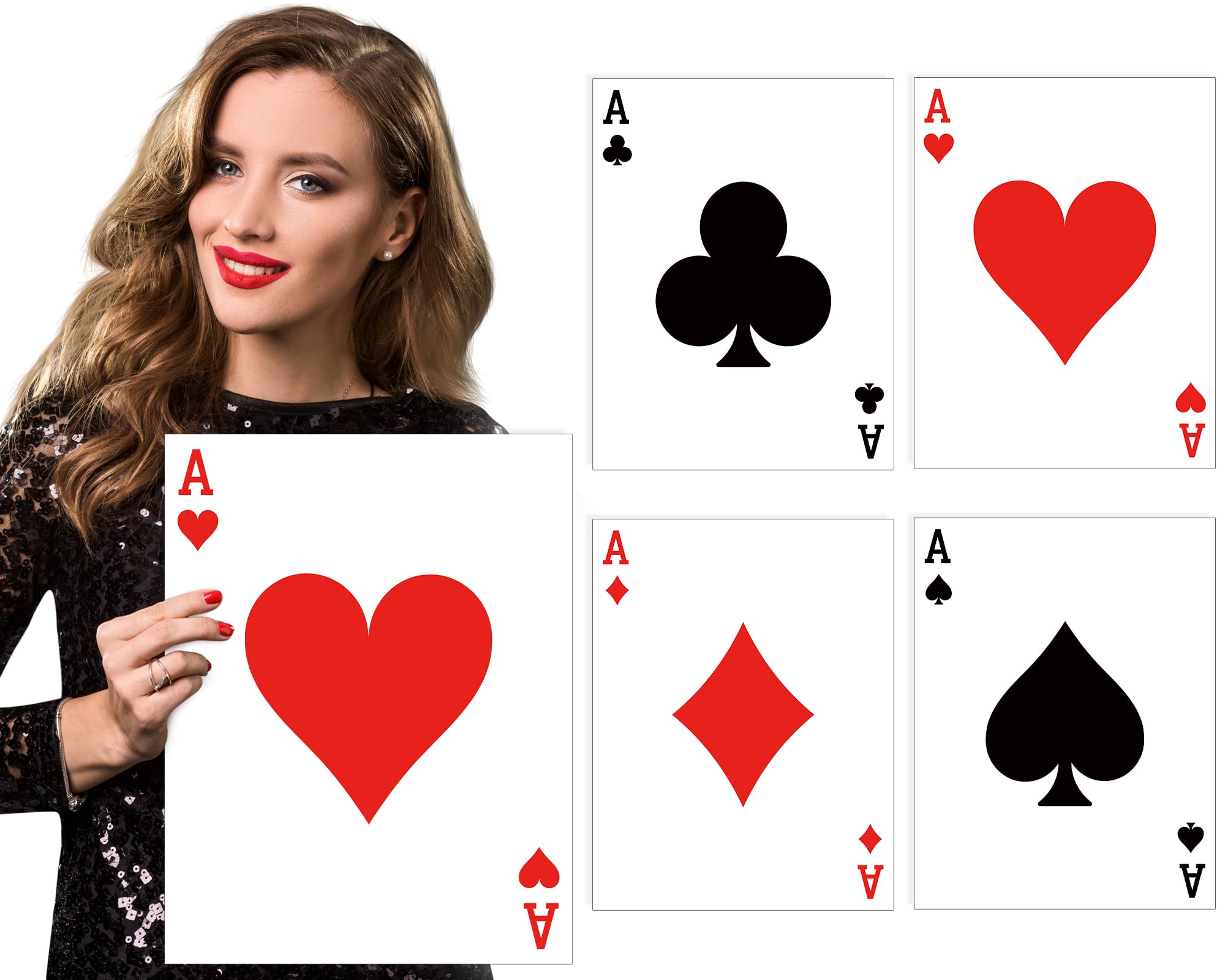 Amazon.com: MotiMind 4 Pcs Jumbo Playing Cards 15.8 x 12.6 Inches Large ...