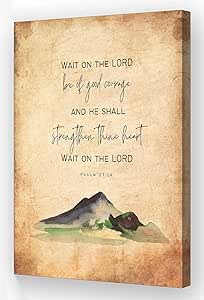 Amazon.com: Belceleb Psalm 27 14 Poster Scripture Wall Art Christian ...