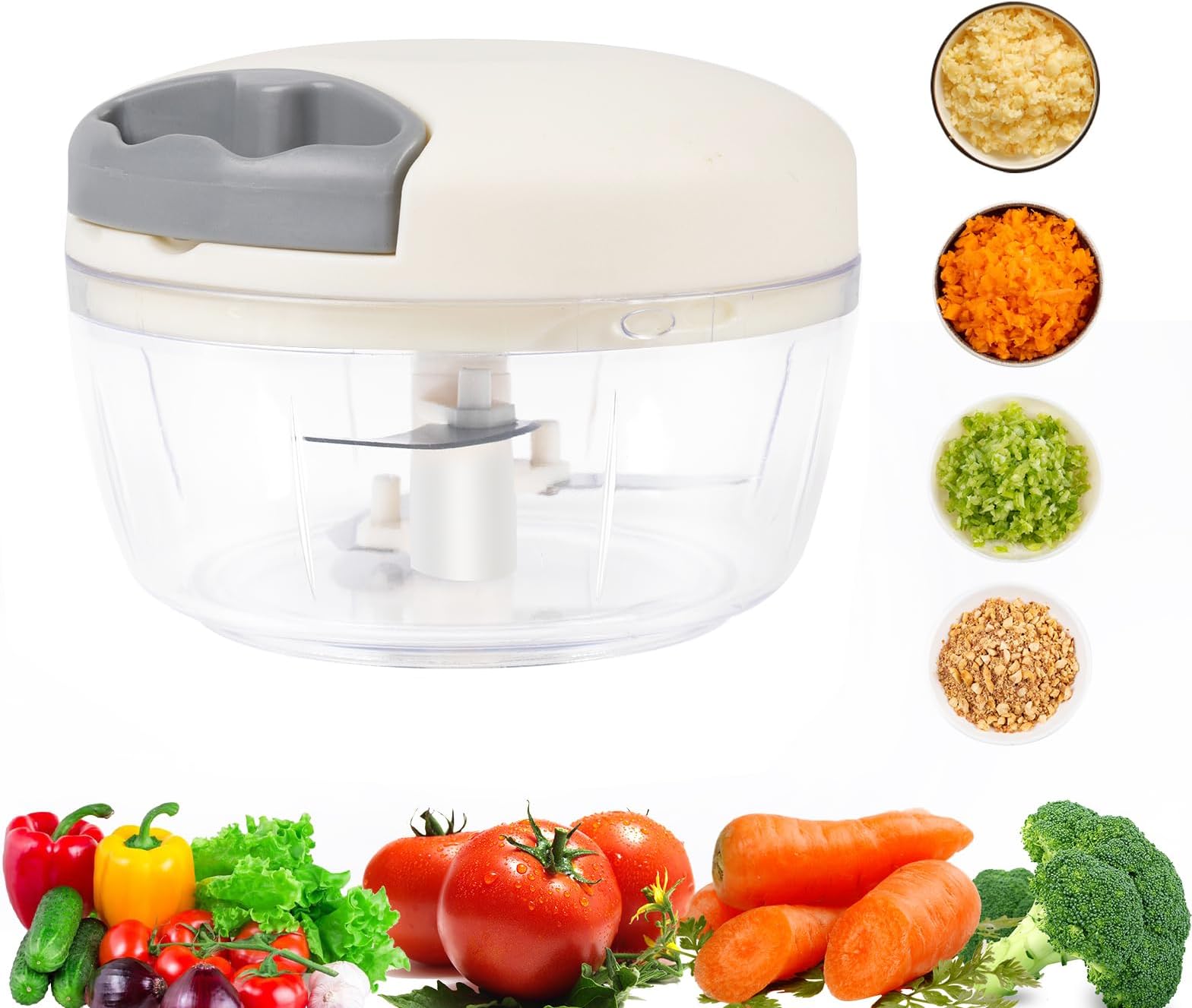 Amazon.com: DOSMAMZ Hand Pull String Vegetable Chopper Food Processor ...