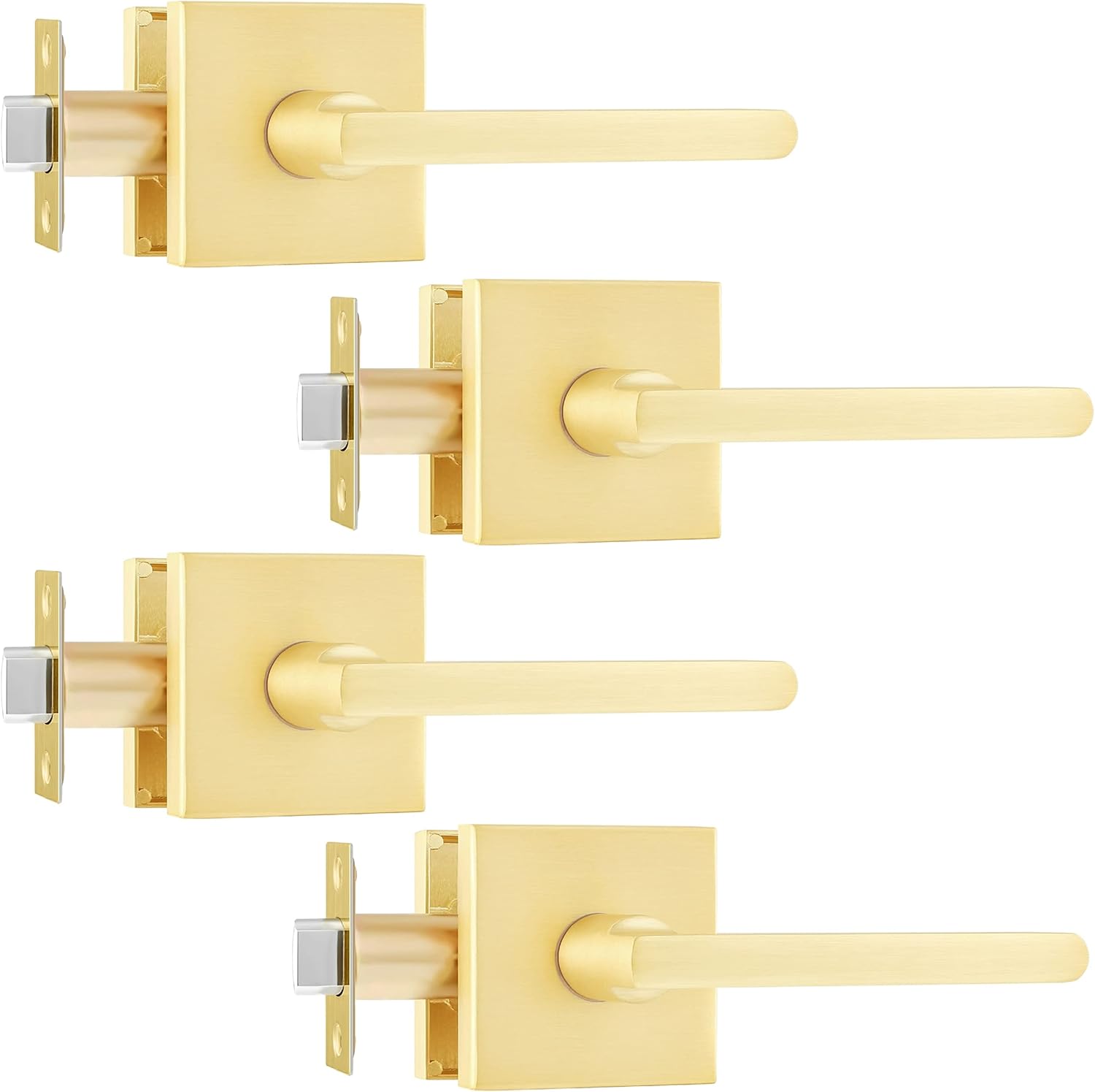 Leydebong 4 Pack Passage Door Levers Square Hall Closet Handles, Heavy ...