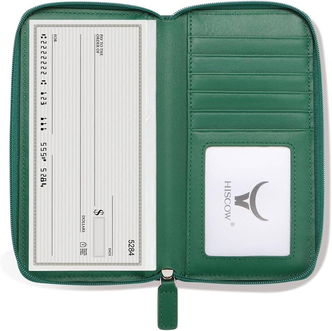 Amazon.com: HISCOW Zippered Checkbook Cover & Card Holder with Divider ...