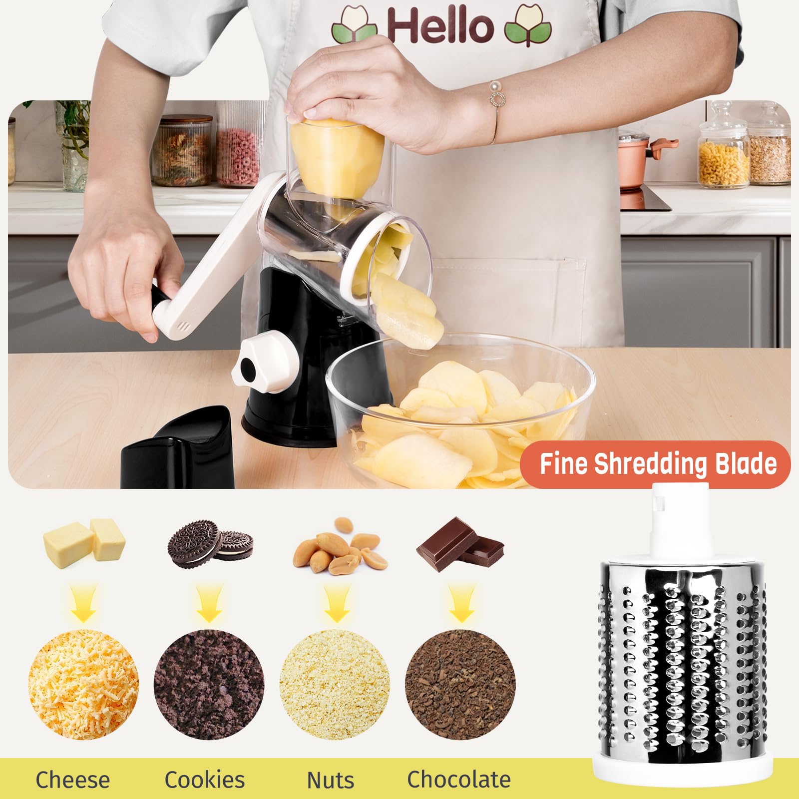 Snapklik.com : X Home Rotary Cheese Grater For Kitchen, Shredder