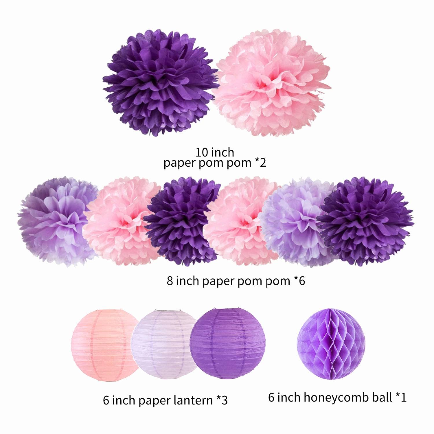 Snapklik.com : 29 PCS Pink And Purple Party Decorations Set, Tissue ...