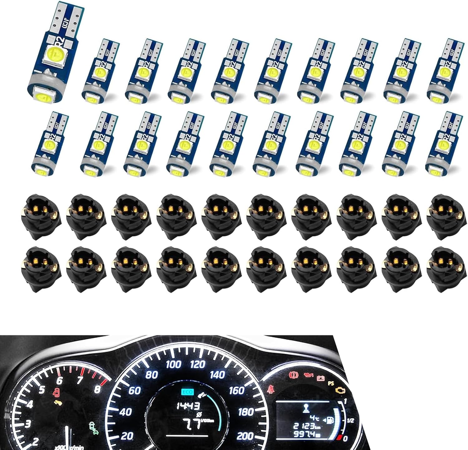 Amazon.com: WZP 20PCS Led Bulb Dash Lights, T5 37 74 2721 LED Wedge ...