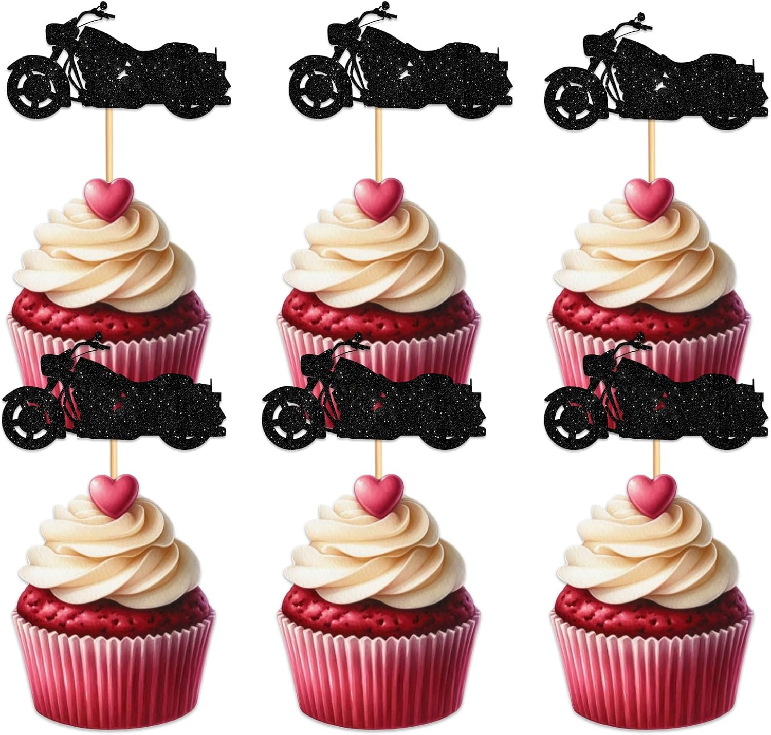 Amazon.com: 18pcs Black Silhouette Glitter Cupcake Topper for Race Car ...