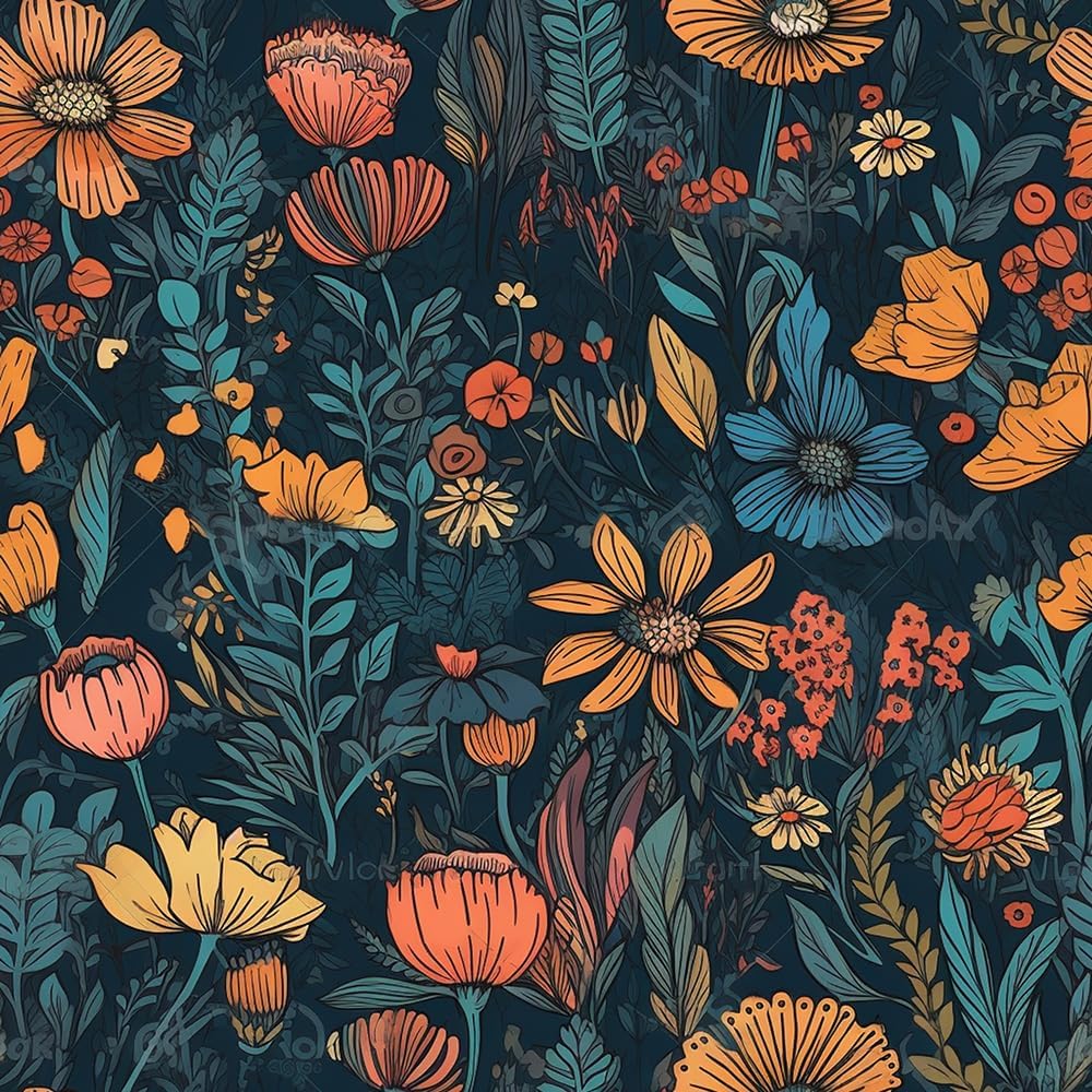 REDAMANCY Boho Dark Fantasy Colorful Wildflower Modern Abstract Peel ...