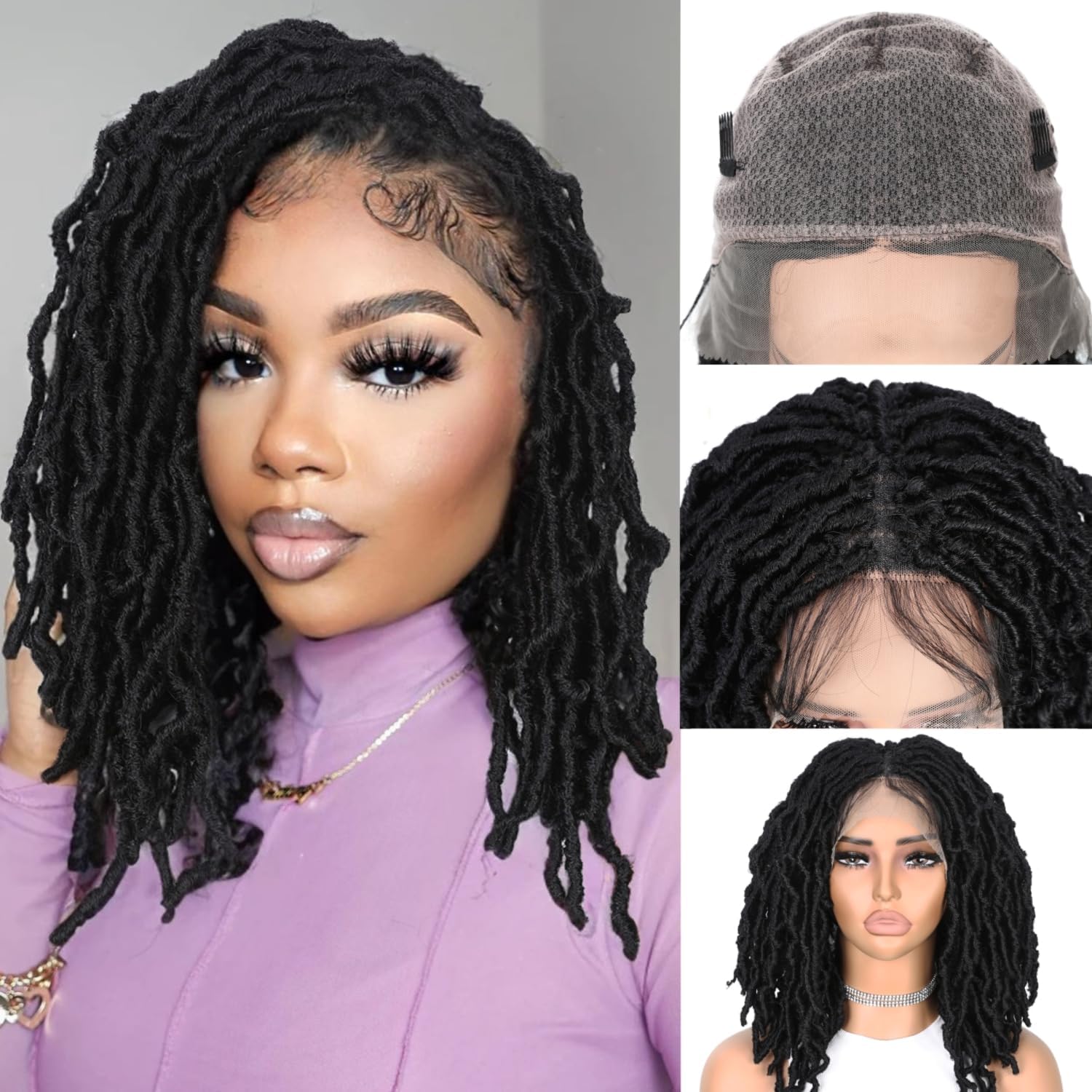 Amazon.com : Quick Wig Full Lace Faux Locs Wig Braided Wigs for Black ...