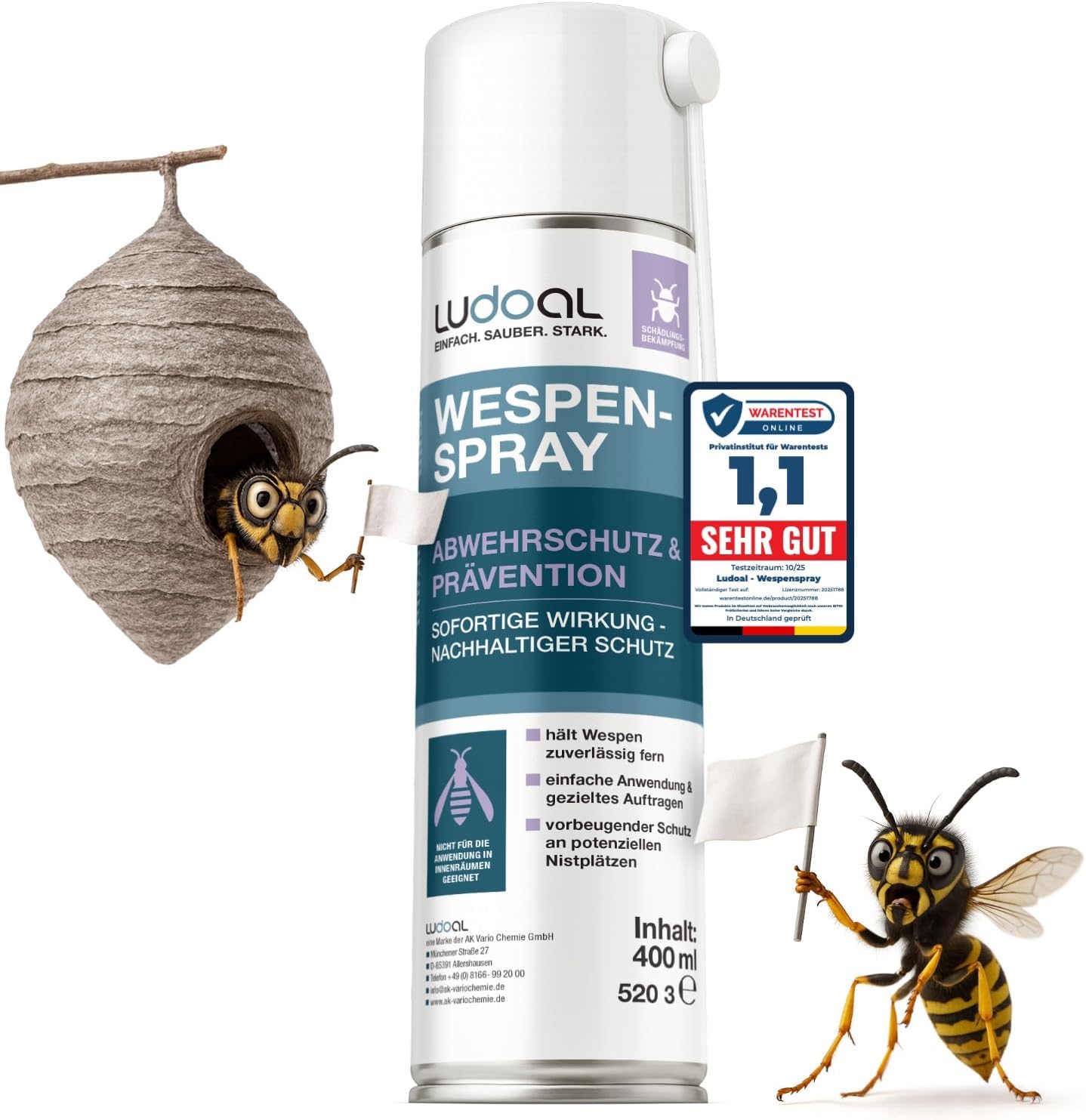 Wespenspray mit langem Sprührohr & 10x mehr Wirkstoff (2% Geraniol ...