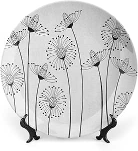 Amazon.com: LIGUTARS Ceramic Plates, Black and White Decorative Ceramic ...