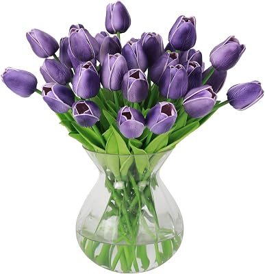 Amazon.com: Calcifer 10 Pcs Artificial PU Iris Stems Real Touch Flowers ...