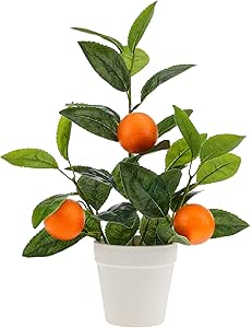 Amazon.com: Gresorth 13'' Fake Orange Tree White Potted Mini Plants ...