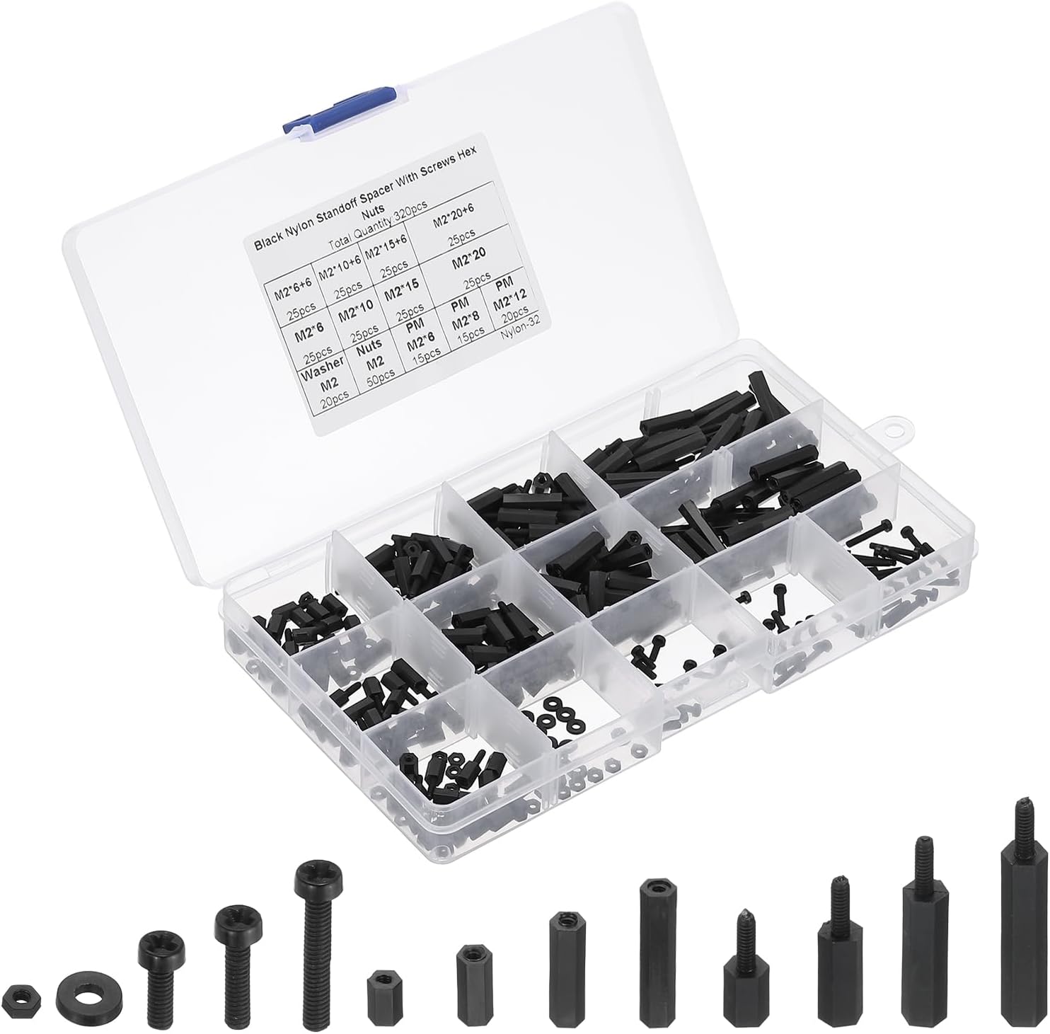 PATIKIL M2 Male Female Nylon Hex Spacer Standoff Kit, 320Pcs ...