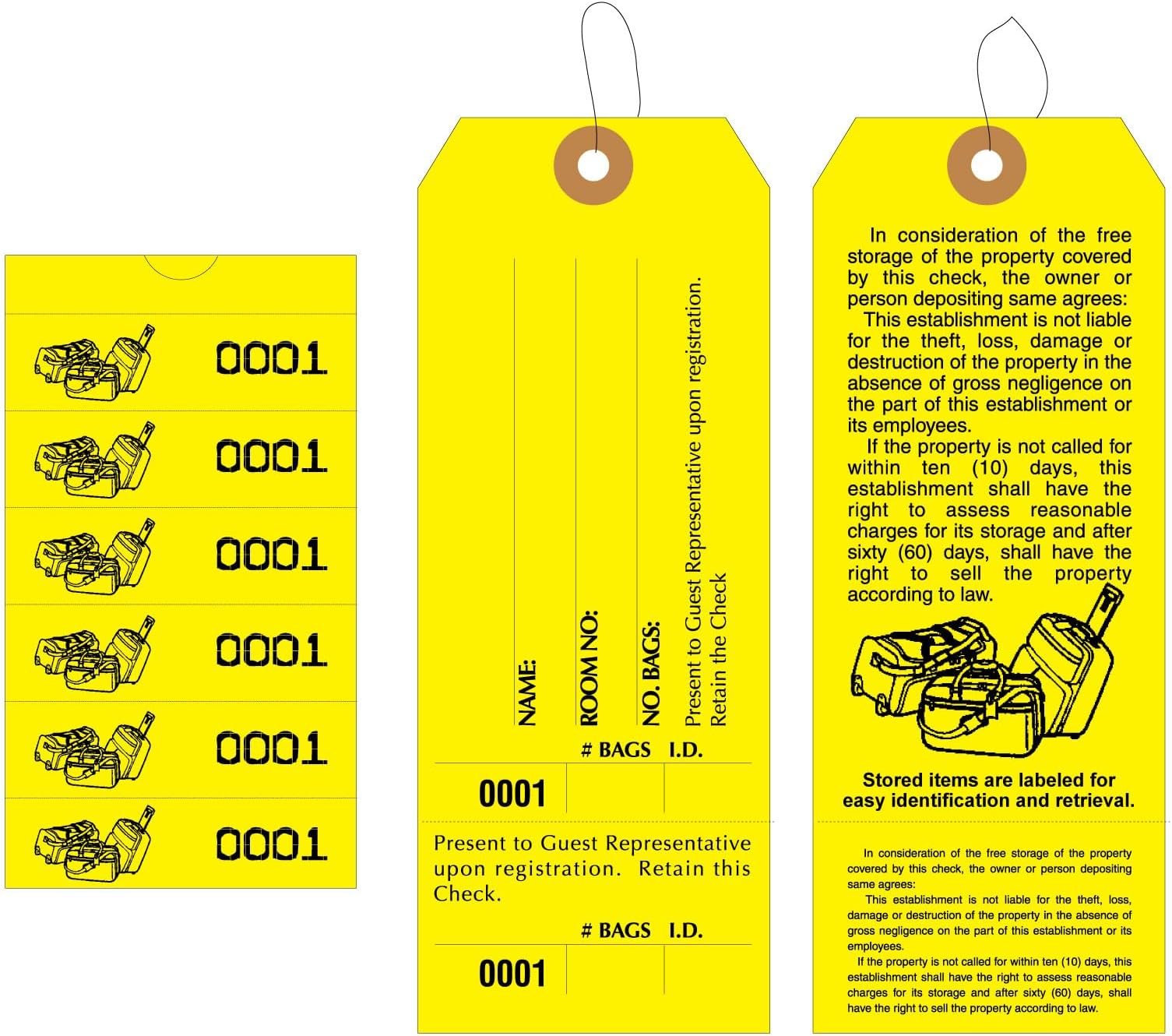 Amazon.com : 1000 Baggage Claim Check Tags with Manifold Construction ...