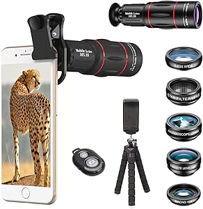 Apexel Cell Phone Camera Lens Kit, 18x Telephoto Lens/Wide Angle and ...