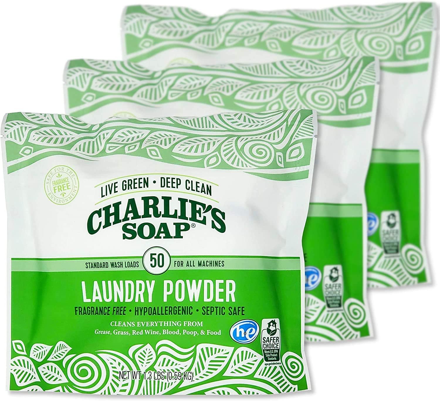 Amazon.com: Charlie’s Soap Laundry Powder (50 Loads, 3 Pack ...