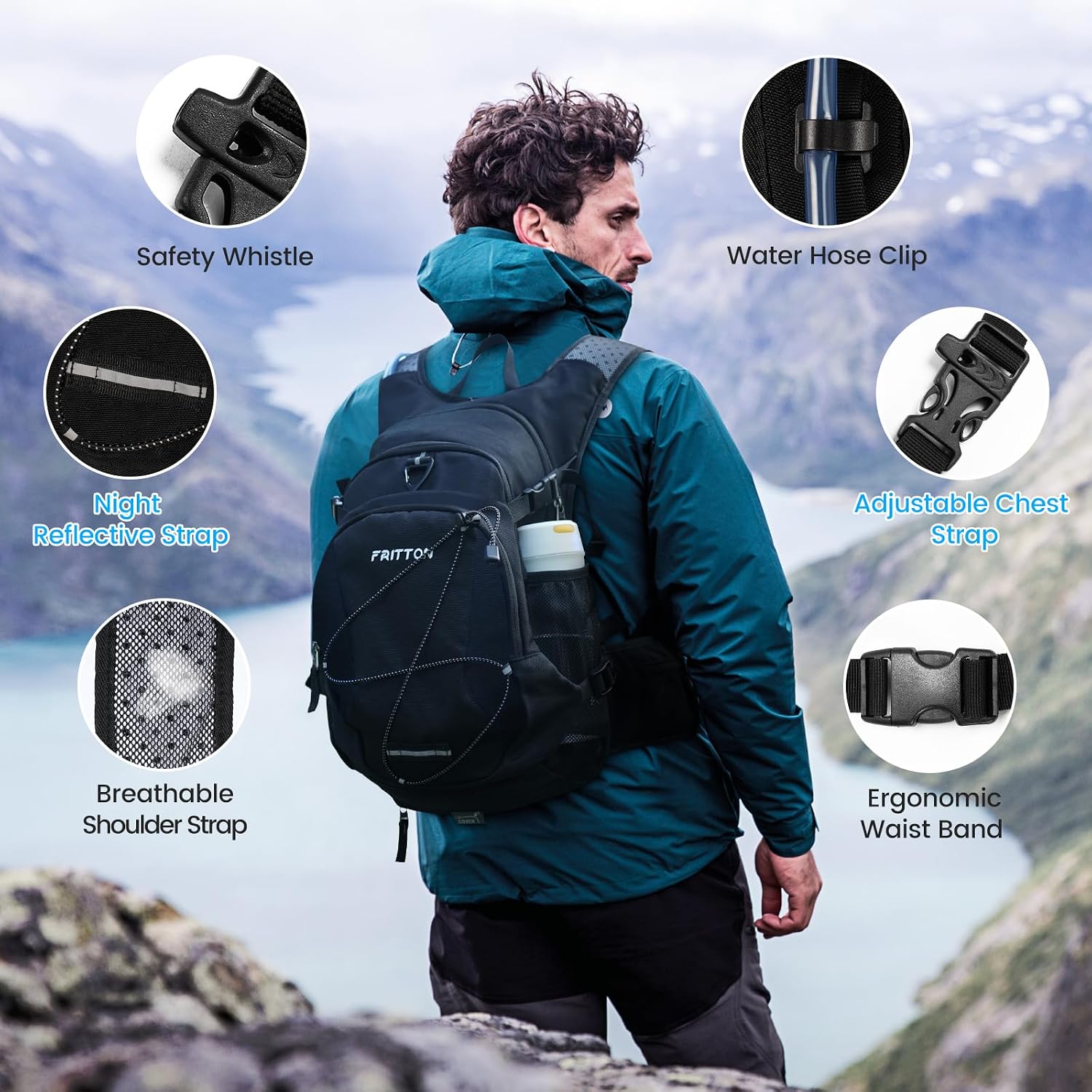 FRITTON – Mochila de hidratación con bolsa de agua de 2 L, mochila de ...