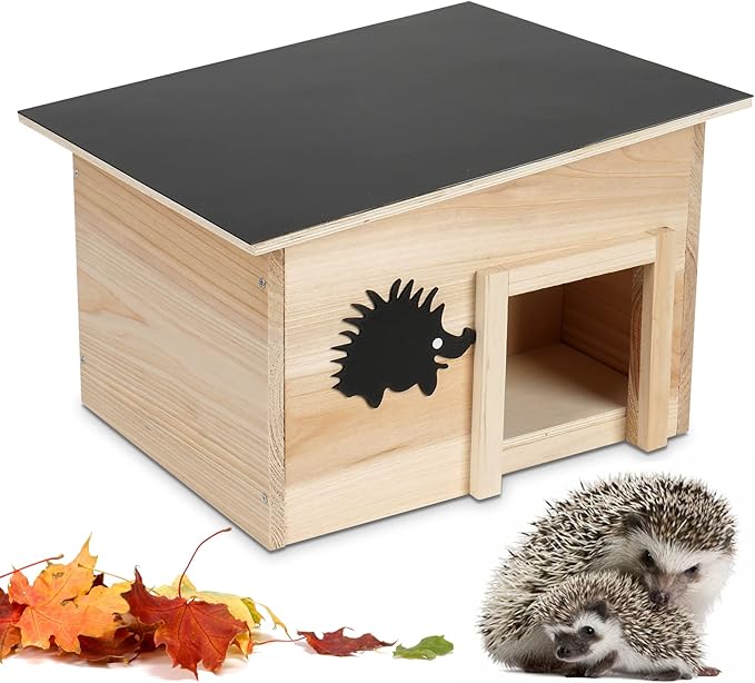 JAZUIHA Hedgehog House Winterfest with Floor - Hedgehog Hotel Wood with ...