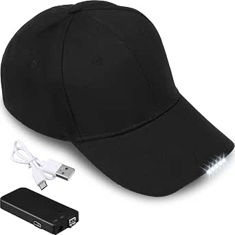 Amazon.com: Coume Baseball Cap with Light Rechargeable LED Hat with USB ...