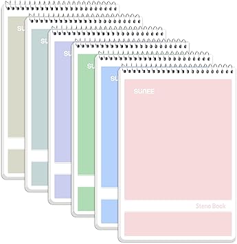 Amazon.com : SUNEE Steno Pads 6x9 6 Pack, Gregg Rule, 60 Sheets, 6 ...
