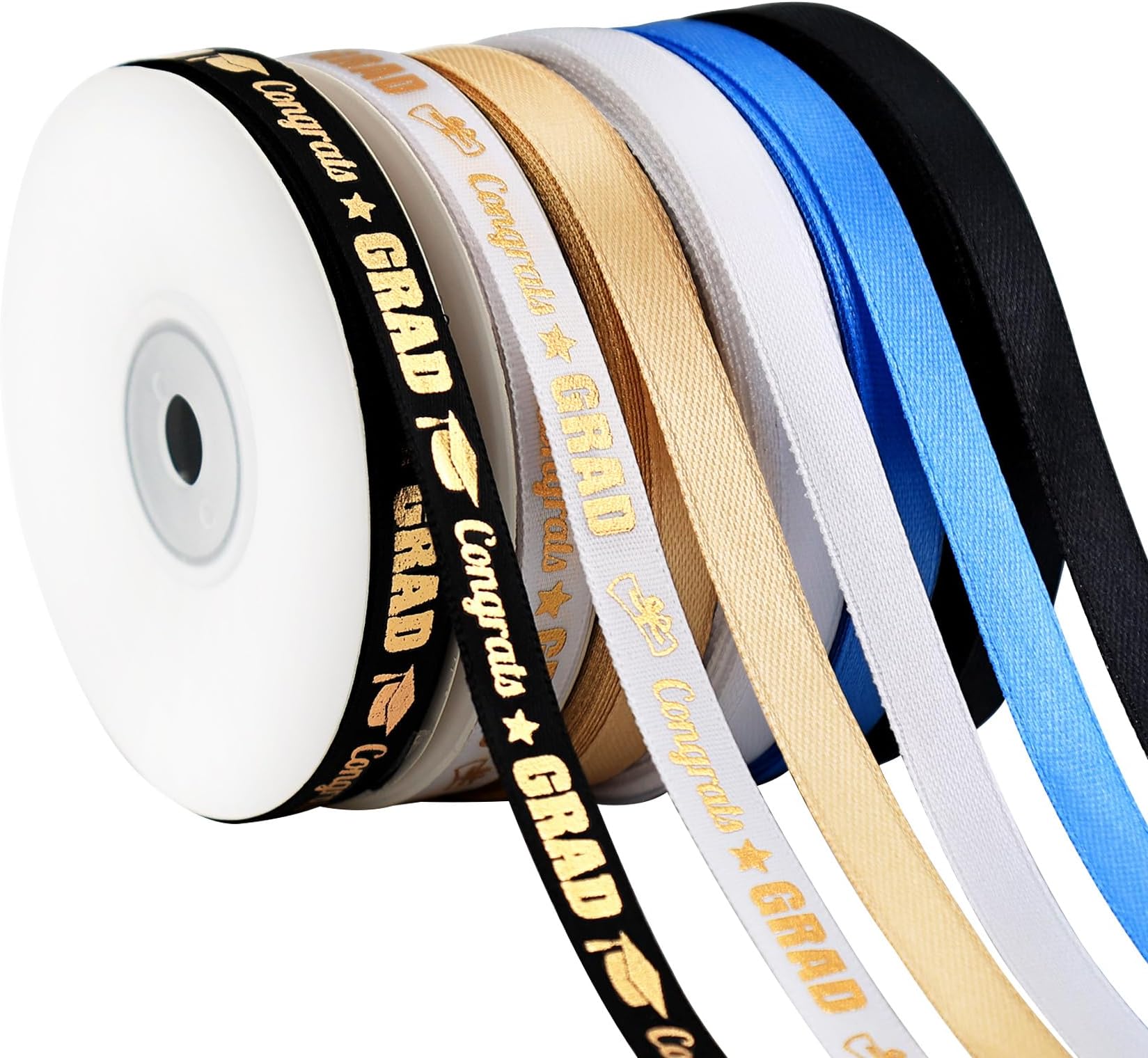 Amazon.com: 4 Rolls Graduation Ribbon - 5/8 Inch Wide Gold Satin Ribbon ...