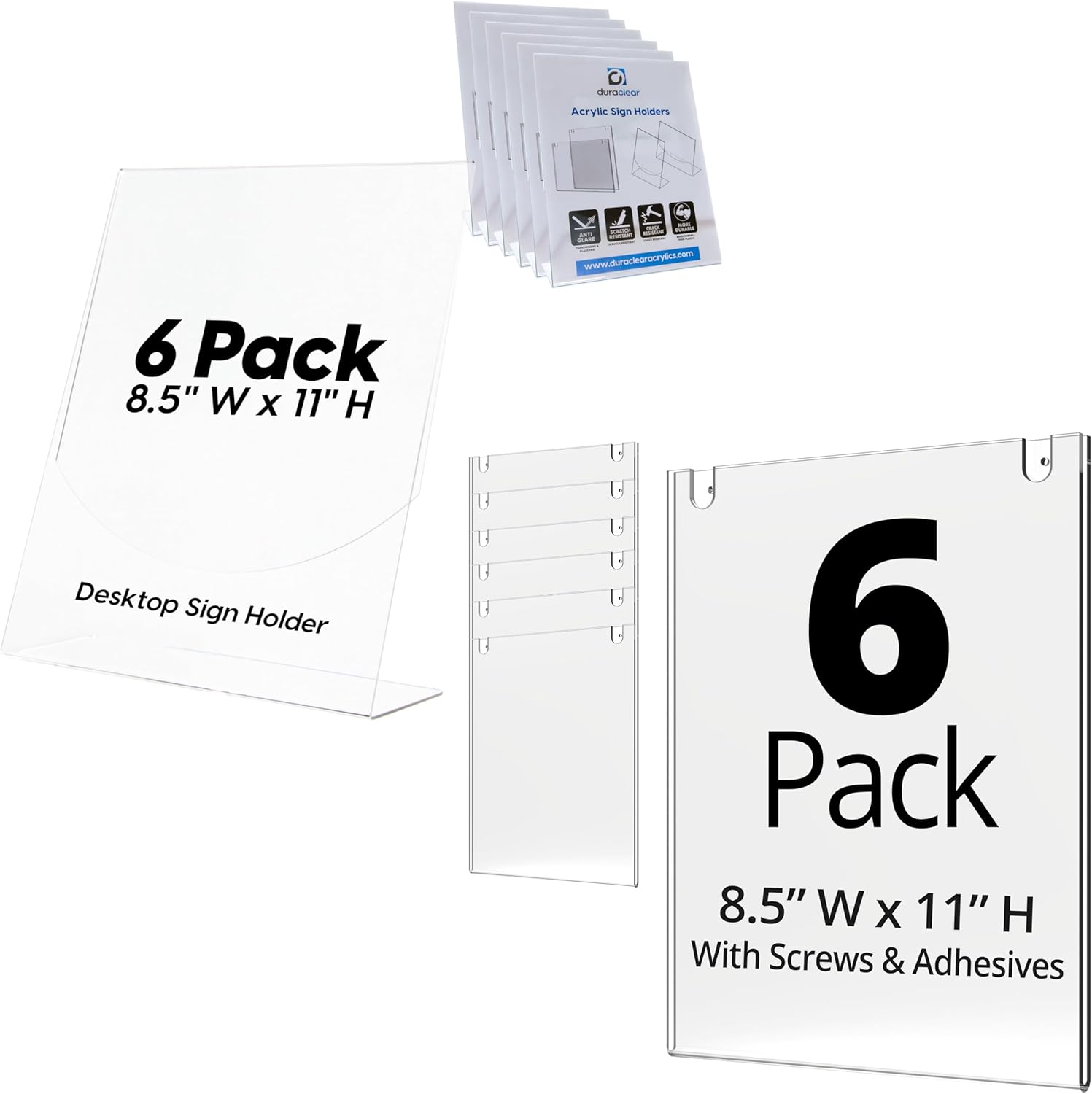 Amazon.com : DuraClear Acrylic Sign Holder Combo Pack - 8.5x11 Wall ...